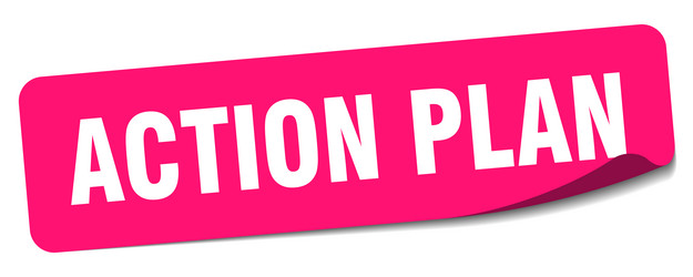 Action plan sticker action plan label Royalty Free Vector