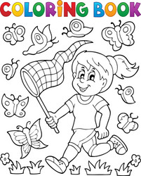 Girl chasing a soccer ball coloring Royalty Free Vector