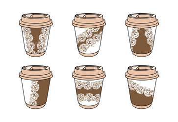 Hot drinks take away concept Royalty Free Vector Image