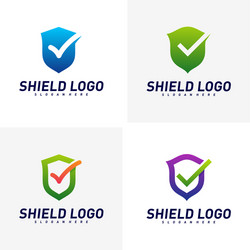 Set shield check logo design concept Royalty Free Vector