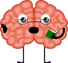 Cute brain cartoon character reading a book Vector Image