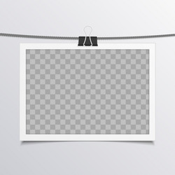 Photo card frame rope hanging digital photography Vector Image