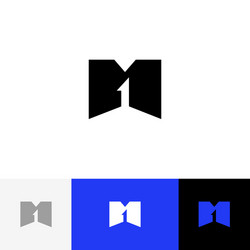 M 1 logo symbol from letters and one Royalty Free Vector