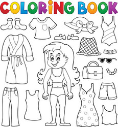 Coloring book girl with clothes theme 2 Royalty Free Vector