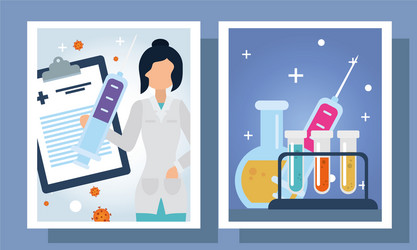 Covid19 19 virus vaccine icon collection in frames