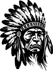 Apache man wearing an indian chief headdress Vector Image