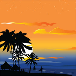 Beach sunset Royalty Free Vector Image - VectorStock