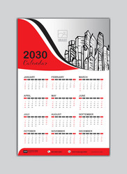 Wall calendar 2030 template Royalty Free Vector Image