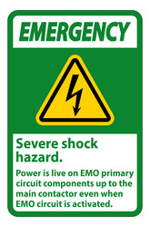 Caution severe shock hazard sign on white Vector Image