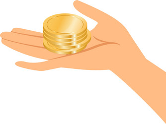Mans hand holding a coin Royalty Free Vector Image
