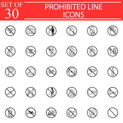 Prohibited line icon set forbidden symbols Vector Image