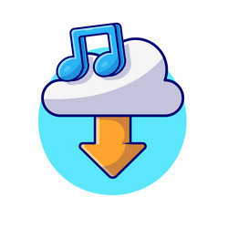 Cloud upload music with note cartoon Royalty Free Vector