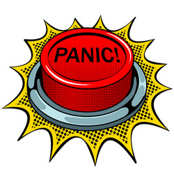 Happy emergency panic button cartoon with running Vector Image
