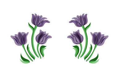 Purple tulips set Royalty Free Vector Image - VectorStock