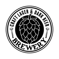 Beer bottles round emblem label or logo Royalty Free Vector