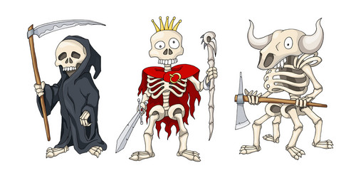 Halloween with cute creepy skeletons Royalty Free Vector