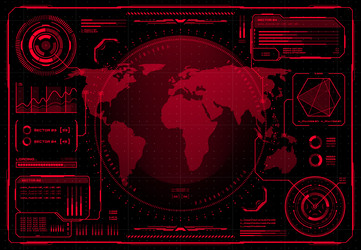 Hud red danger and warning interface frames Vector Image