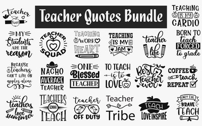 Funny teacher quotes svg cut files designs bundle Vector Image