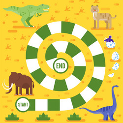 Kids board game with dinosaurs template Royalty Free Vector