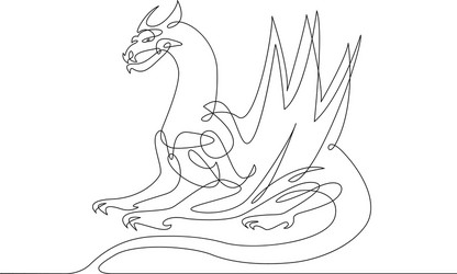 Continuous line drawing dragon Royalty Free Vector Image