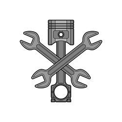 Engine piston and wrench sign motorcycle pistons Vector Image