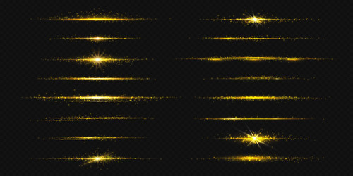 Gold line light glow with sparkle and flare shine Vector Image