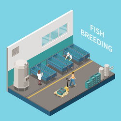 Industrial fish production isometric Royalty Free Vector