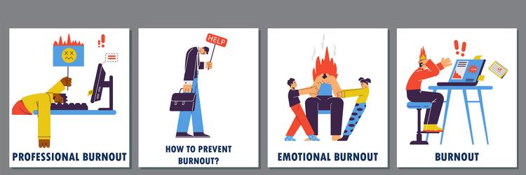 Burnout and overwork decreased efficiency Vector Image