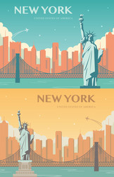 Statue liberty banner set world landmark Vector Image