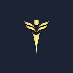 Winner happy man gold logo Royalty Free Vector Image