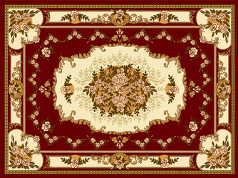 A bright multicolored carpet with floral ornaments