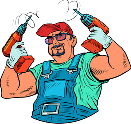 Many hand builder repairman worker Royalty Free Vector Image