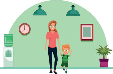 Family single parent with children cartoon Vector Image