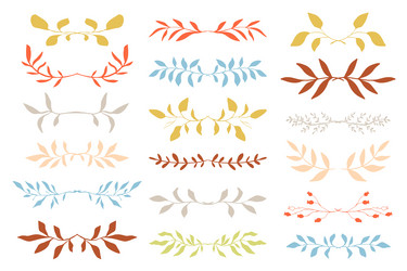 Floral dividers set hand drawn leaf borders decor Vector Image