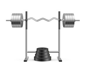 Realistic detailed 3d dumbbell on rack Royalty Free Vector