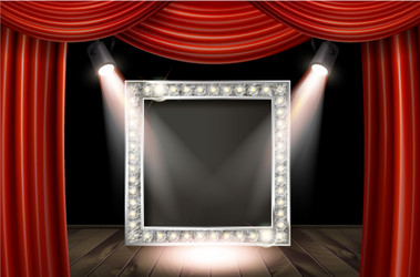 Stage floor background with silver silk curtain Vector Image