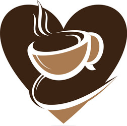 Coffee cafe heart shape logo design Royalty Free Vector