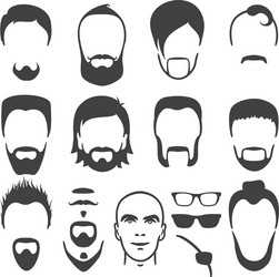 Bearded stylish hipster men faces with different Vector Image