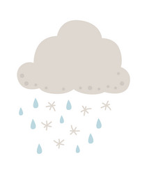 Rain with funny face cloud with raindrop weather Vector Image