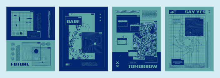 Y2k techno vibe banners set Royalty Free Vector Image