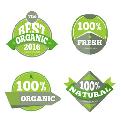 Colorful natural product bio green labels set Vector Image