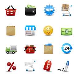 9 bright shopping icons set Royalty Free Vector Image