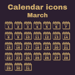 Calendar icon march symbol flat Royalty Free Vector Image
