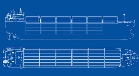 Blueprint of cargo ship on white background Vector Image