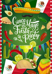 Mexican symbols and food cinco de mayo holiday Vector Image