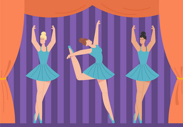 Ballerinas dancing together on stage Royalty Free Vector