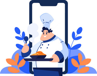 Hand drawn chef character teaching cooking Vector Image