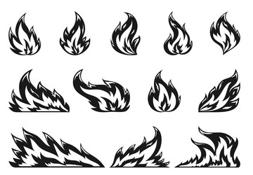 Flame fire set sketch Royalty Free Vector Image