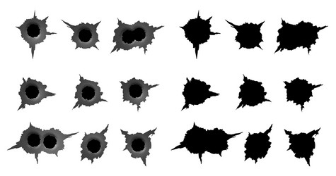 Bullet holes gun shot ragged marks gunshot Vector Image