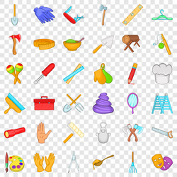 Tool for craft icons set cartoon style Royalty Free Vector